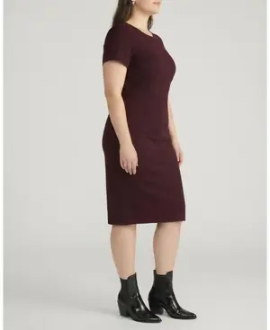 Universal Standard Plus Executive V Neck Ponte Dress - Black Cherry