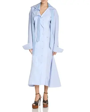 Attico Midi Double Breasted Shirt Dress
