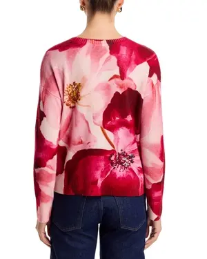 Bloomingdale'S Floral Print Crewneck Sweater - Pink Multi