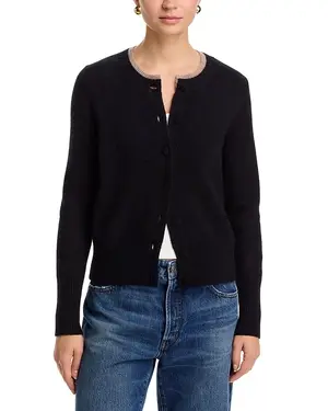 Bloomingdale'S 100% Cashmere Crewneck Cardigan Sweater Exclusive - Black