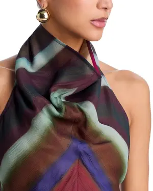 Christopher John Rogers Louie Stripe Cowl Neck Halter Top