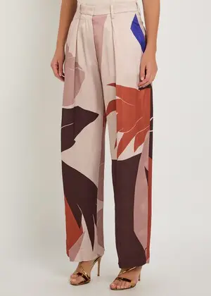 Victoria Beckham Cecilia Printed Satin Trousers