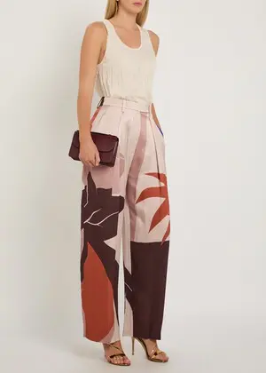 Victoria Beckham Cecilia Printed Satin Trousers