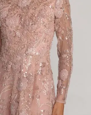 Mac Duggal Embellished Long Sleeve Evening Gown