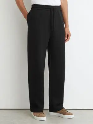 REISS Tanner Cotton Heavyweight Straight-leg Joggers - Black