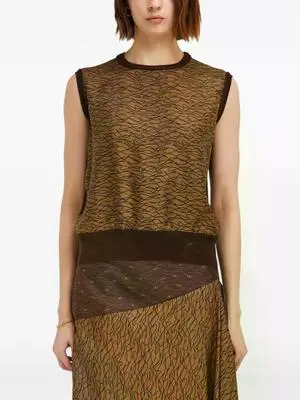 FERRAGAMO Sleeveless Wool Knit Top With Silk Panel Detail