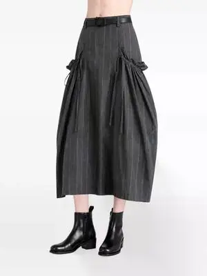 Y’s Pinstripe Midi Skirt