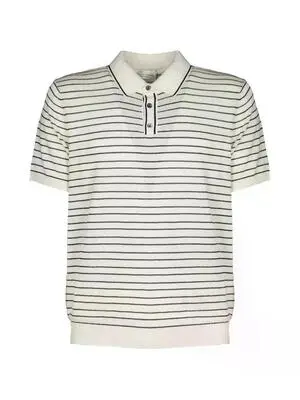 ROBERTO COLLINA Striped-knit Polo Shirt