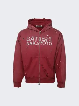 SATOSHI NAKAMOTO Burgundy Fleece Hoodie - Red