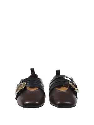GANNI Sue Triple Buckled Ballet Flats - Black