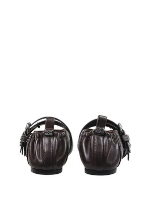 GANNI Sue Triple Buckled Ballet Flats - Black