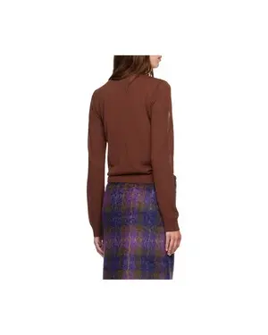 GANNI Argyle Buttoned Cardigan - Brown