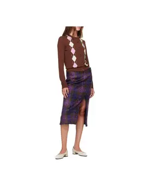 GANNI Argyle Buttoned Cardigan - Brown