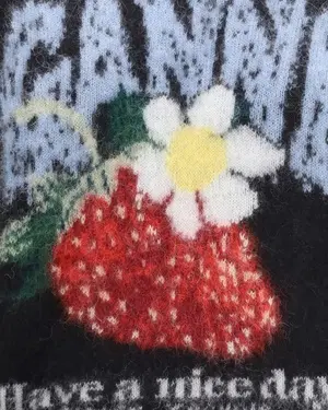 GANNI Strawberry Intarsia Knit Jumper - Black