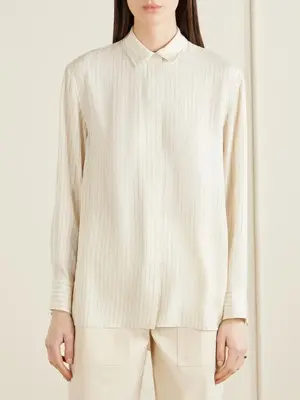 Theory Hi Lo Flou Striped Shirt