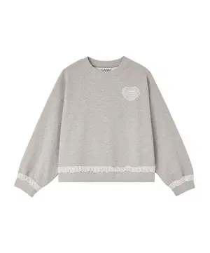 GANNI Isoli Sweatshirt With Lace Detail - Gray