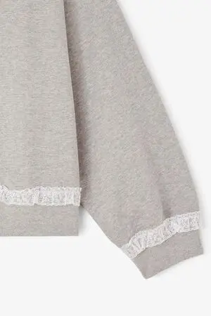 GANNI Isoli Sweatshirt With Lace Detail - Gray
