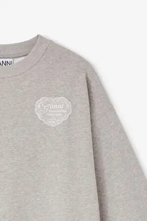 GANNI Isoli Sweatshirt With Lace Detail - Gray