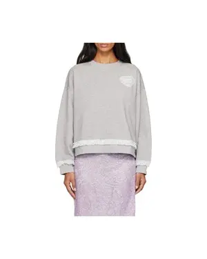 GANNI Isoli Sweatshirt With Lace Detail - Gray