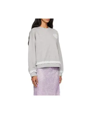 GANNI Isoli Sweatshirt With Lace Detail - Gray