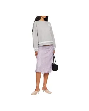 GANNI Isoli Sweatshirt With Lace Detail - Gray