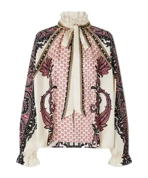 Etro Bow-tie Ruffle Print Shirt