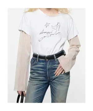 Acne Studios Layered Graphic Print Long Sleeve T-shirt - Off White