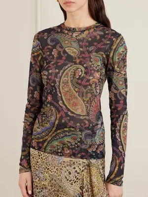 Etro Paisley-print Mesh Top