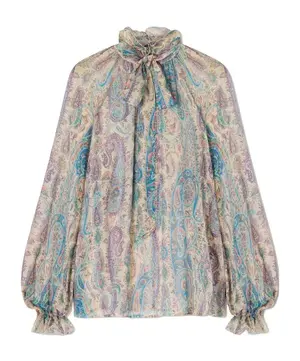 Etro Bow-tie Ruffled Paisley Print Shirt - Multicolor