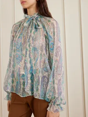 Etro Bow-tie Ruffled Paisley Print Shirt