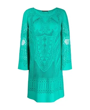 Alberta Ferretti Perforated Shift Dress - Blue