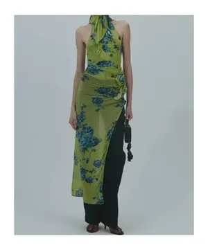 Magda Butrym Floral Appliqué Halterneck Midi Dress