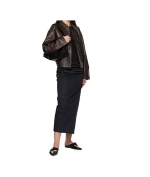 ST. AGNI Brown Cocoon Leather Jacket