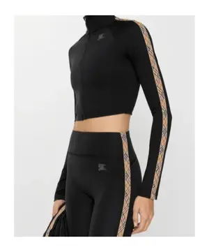 Burberry Cropped Track Jacket With Check Taping