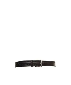 Orciani Leather Belt With Raised Seams And Silver Metal Buckle - Brown