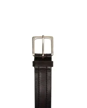 Orciani Leather Belt With Raised Seams And Silver Metal Buckle