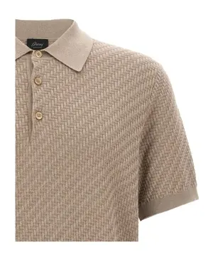 Brioni Woven Pattern Knitted Polo Shirt