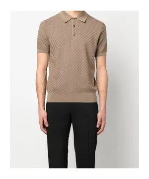 Brioni Woven Pattern Knitted Polo Shirt