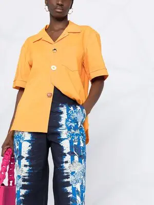 Alberta Ferretti Geometric-print Wide-leg Trousers