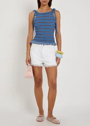 GANNI Striped Cotton-knit Top