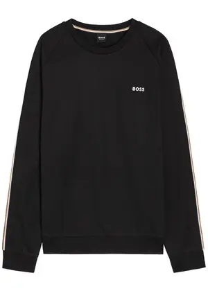 BOSS Iconic Logo-embroidered Cotton Sweatshirt - Black