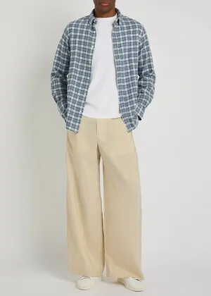Officine Générale Arsene Checked Waffle Stretch-cotton Shirt