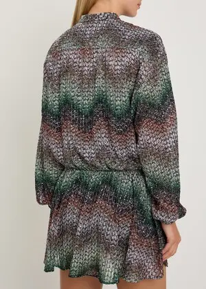 Missoni Chevron Sequin-embellished Metallic-knit Mini Dress
