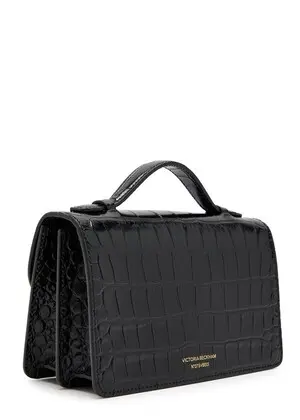 Victoria Beckham Dorian Small Crocodile-effect Patent Leather Top Handle Bag