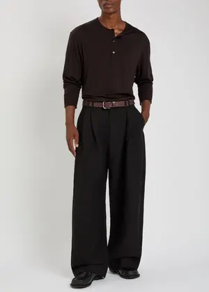 Studio Nicholson Line Pleated Linen And Wool-blend Trousers