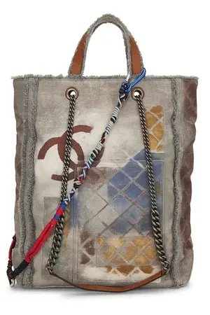 Chanel Graffiti Printed Canvas Tote - Grey