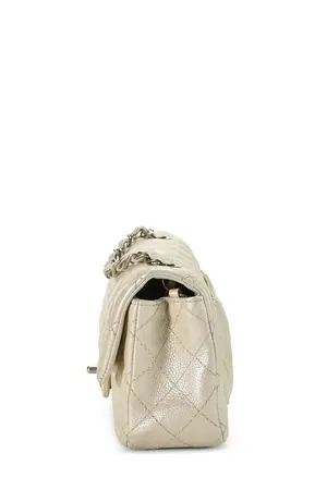 Chanel Cream Quilted Caviar Rectangular Flap