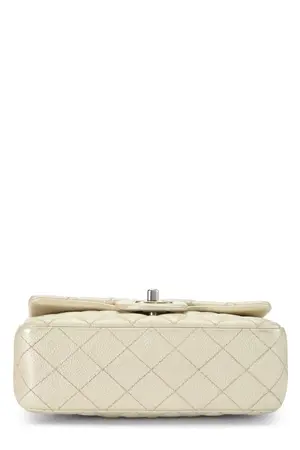 Chanel Cream Quilted Caviar Rectangular Flap
