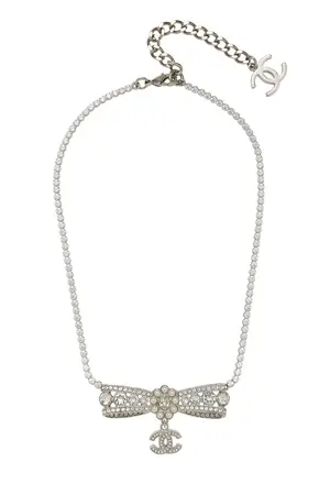 Chanel Crystal 'cc' Bow Necklace