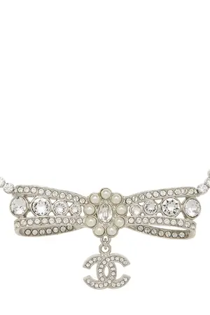 Chanel Crystal 'cc' Bow Necklace